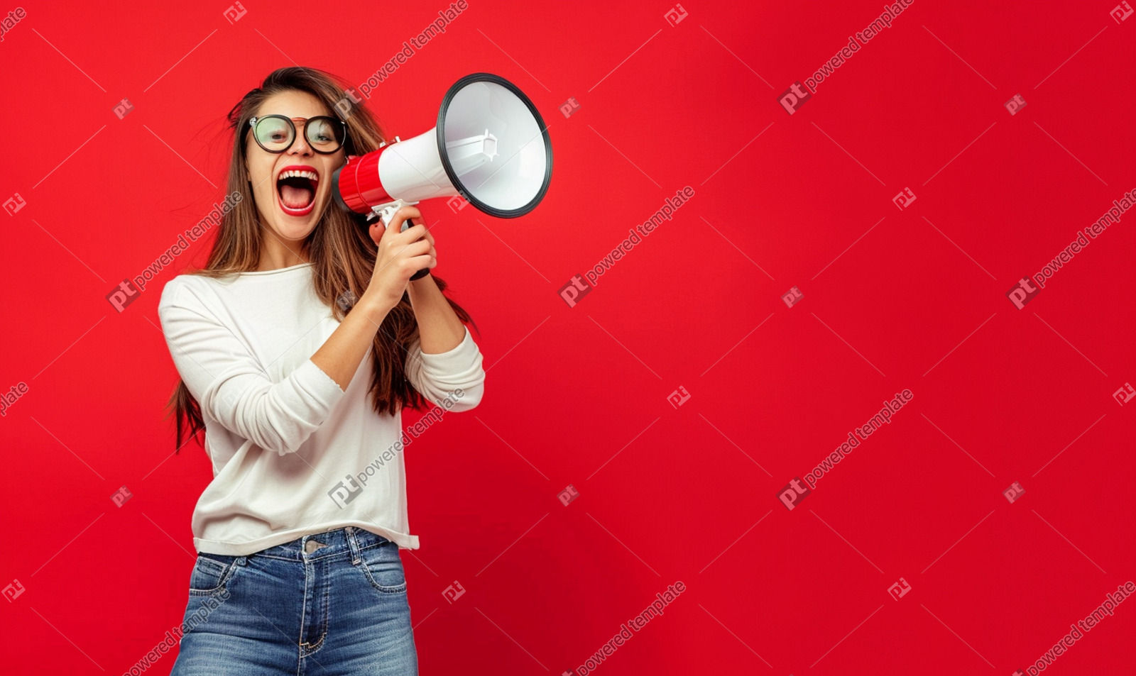 Exuberant Woman Announces Black Friday Deals with Megaphone Against ...