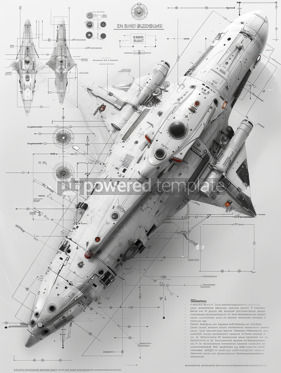 Intricate Interstellar Spaceship Blueprint with Annotations and 3D ...