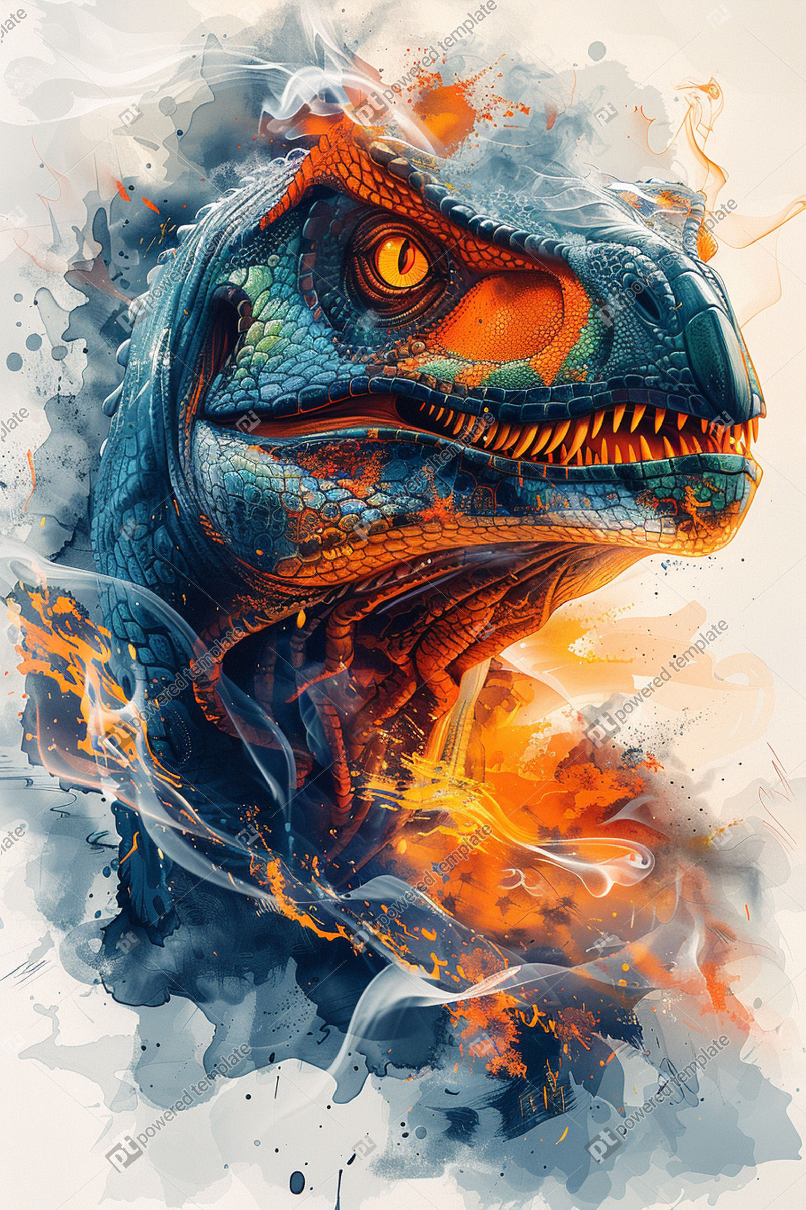 Primal Fury Raptor's Rage | Free, AI Image | PoweredTemplate | 142528 ...