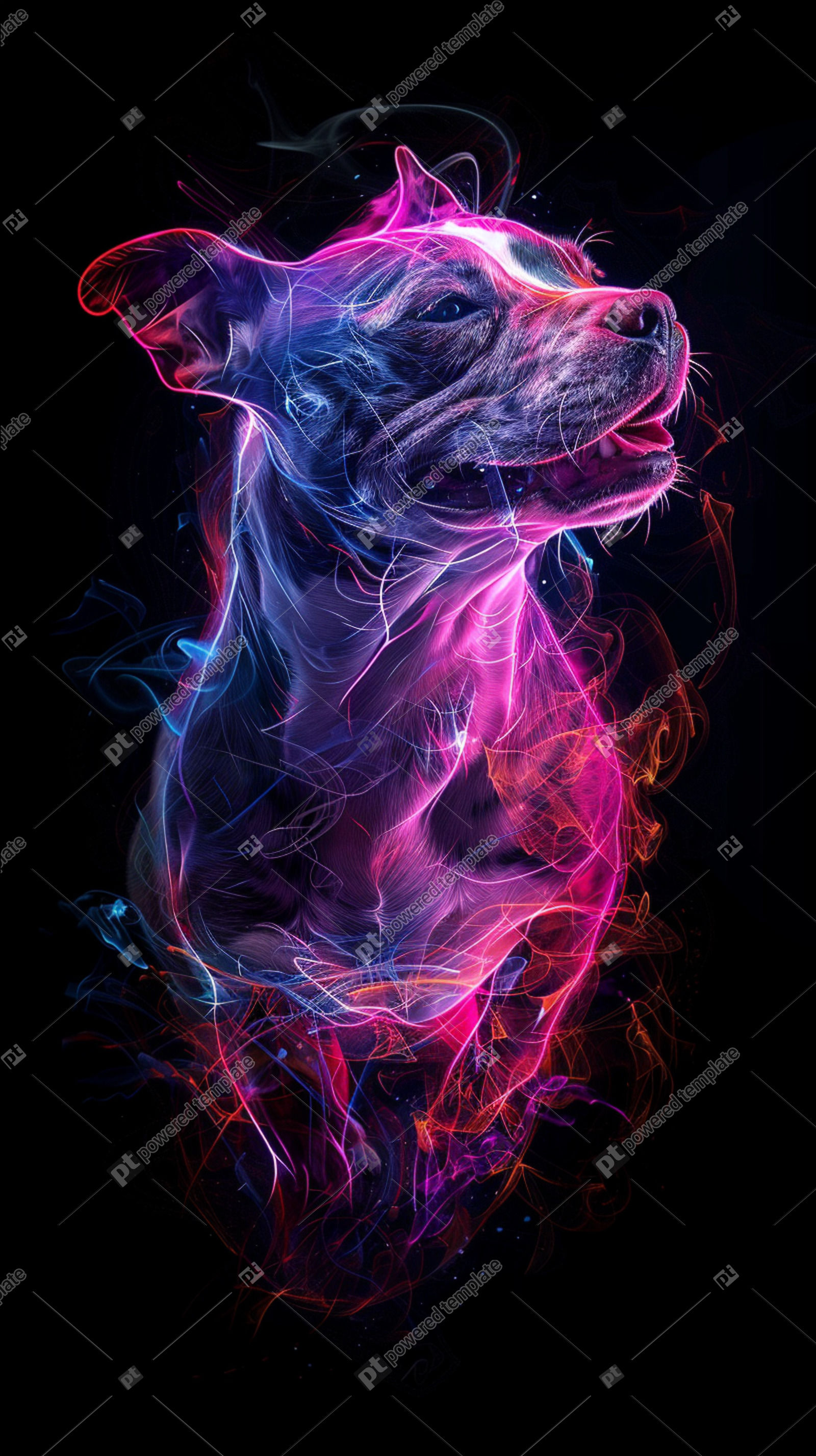 Neon Paws A Staffordshire Bull Terrier's Spectral Aura | AI Image ...