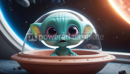 3D Illustration of a Little Alien in a Space Fantasy Scene Generative ...