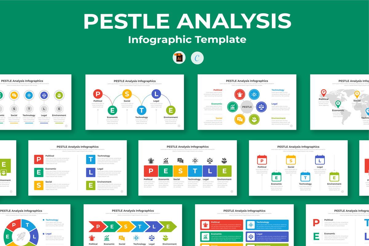 PESTLE Analysis Infographics Template Adobe Illustrator Canva ...