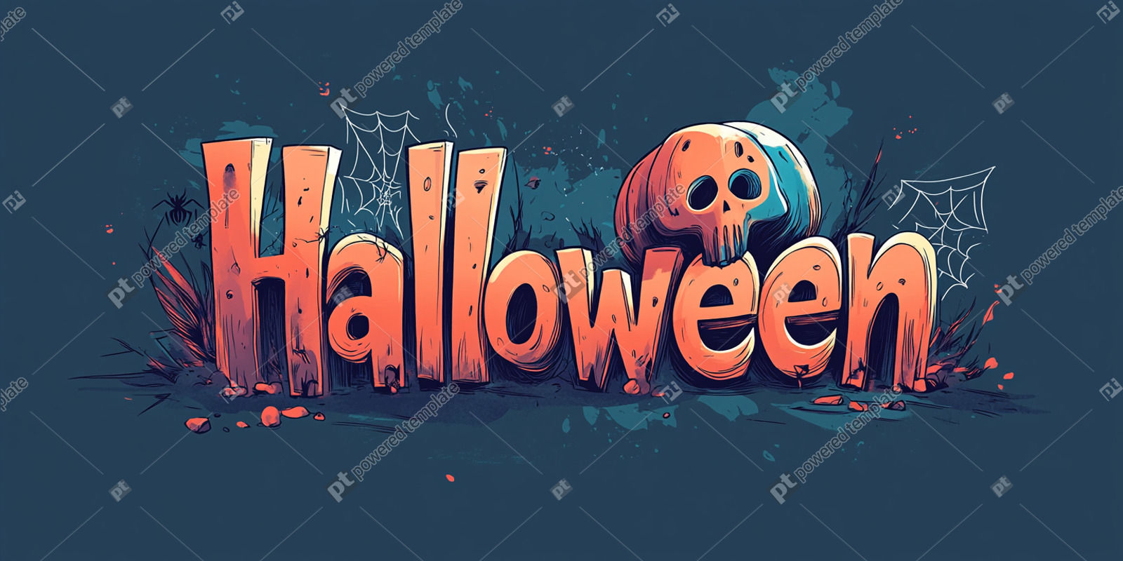 Spooky Halloween Word Art with Skull and Cob Webs | AI Image ...