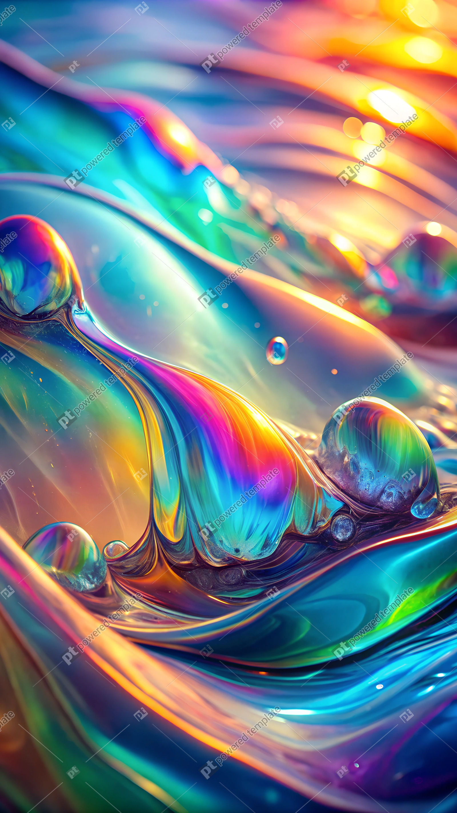 A Translucent Fluid with Opalescent Glowing Layers Reflecting Rainbow ...
