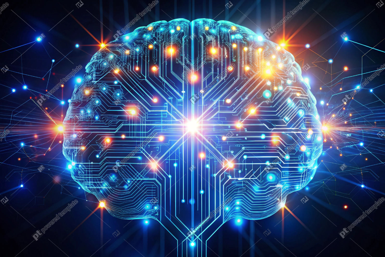 Ai Brain a Sleek Glowing Design | AI Image | Photo Wall | 145350 | PoweredTemplate.com