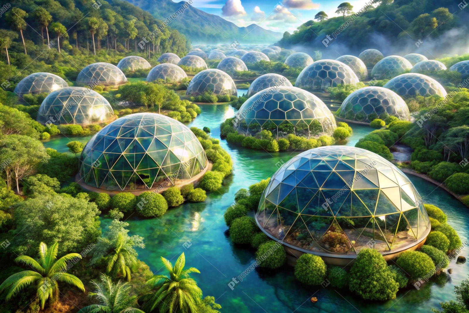 Bio-Domes Protecting Endangered Ecosystems | AI Image | Photo Wall ...