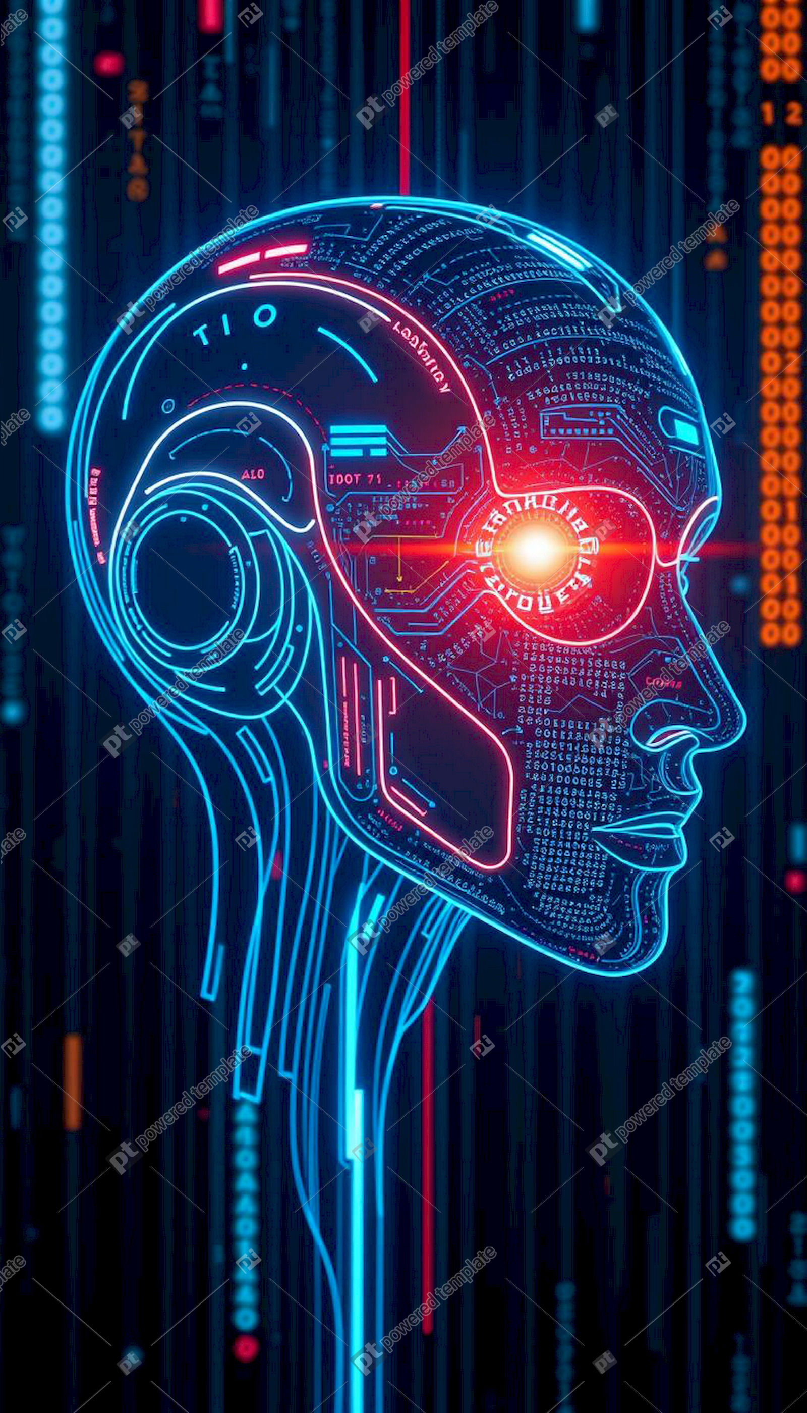 Digital Illustration of a Human Silhouette with a Glowing Brain ...