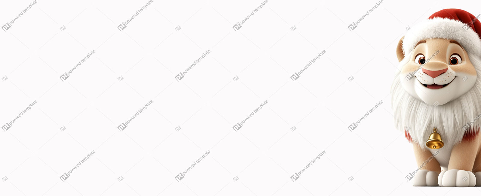Festive Lion Cub Wearing Santa Hat and Bell in a Minimalist Layout | AI ...