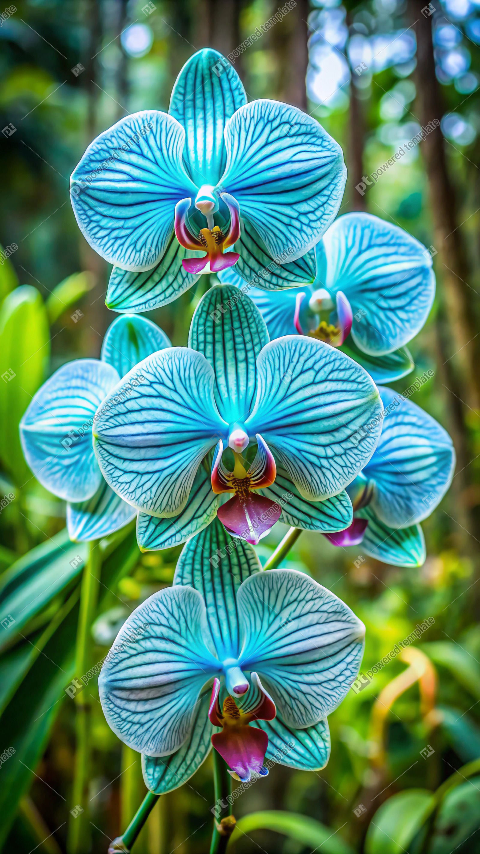An Orchid with Wide Bell Shaped Petals in Shades of Turquoise and White ...