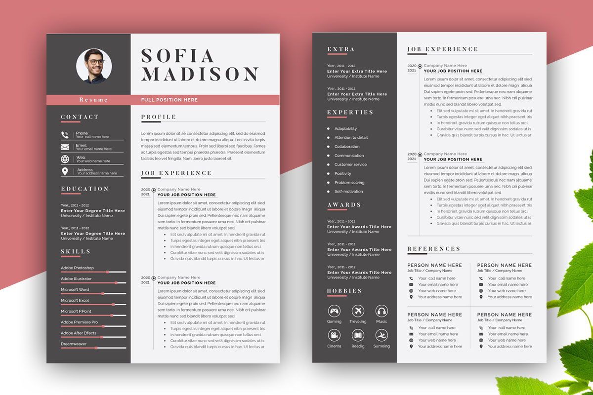 Professional Resume Layout Set | Modele de CV | Resumepage | 147924 ...