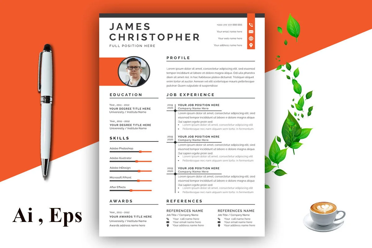 Orange Colour Resume Layout | Resume Template | Resumepage | 147992 ...