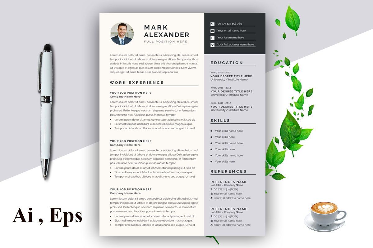 Simple and Elegant Resume Set | Resume Template | Resumepage | 148010 ...