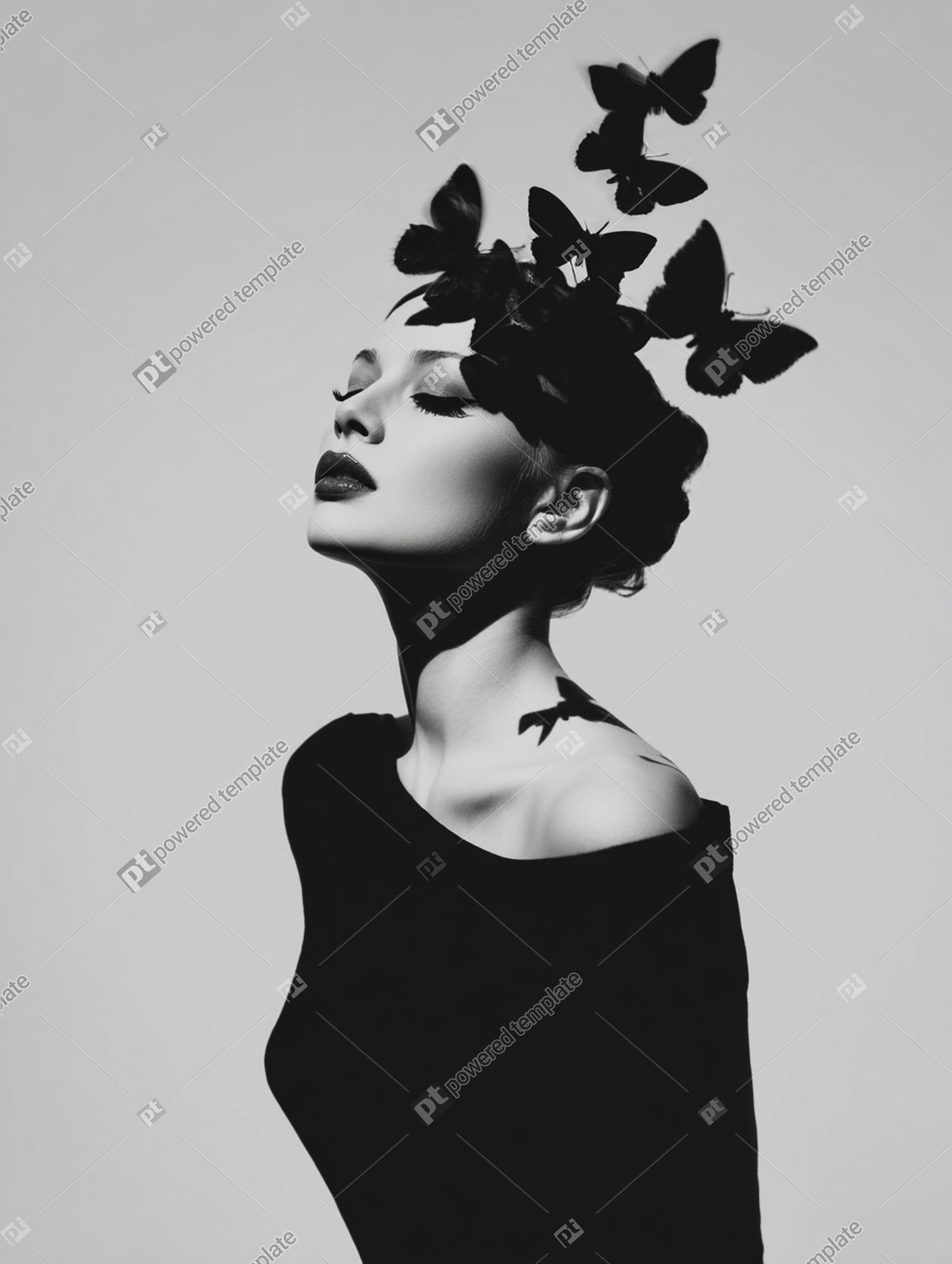 Mon Ochrome Butterfly Eleg Ance | AI Image | PoweredTemplate | 148515 ...