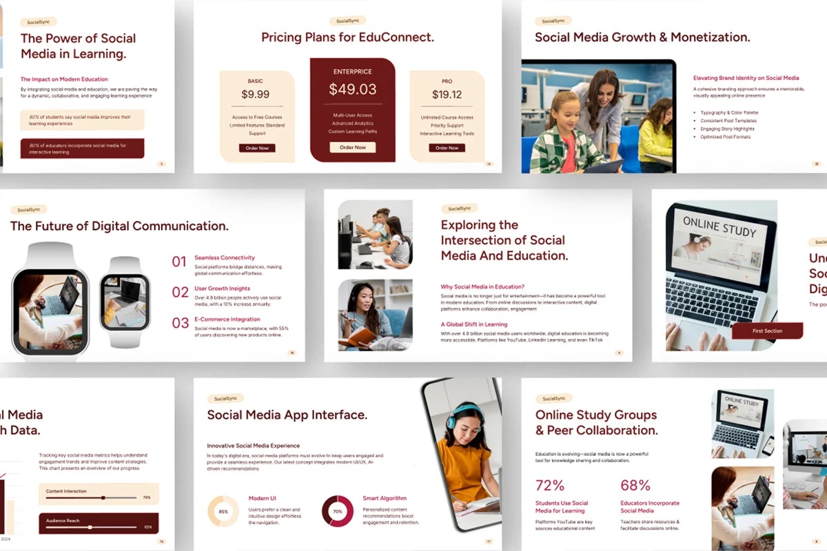 SocialSync Social Media PowerPoint Template von Brandearth auf ...