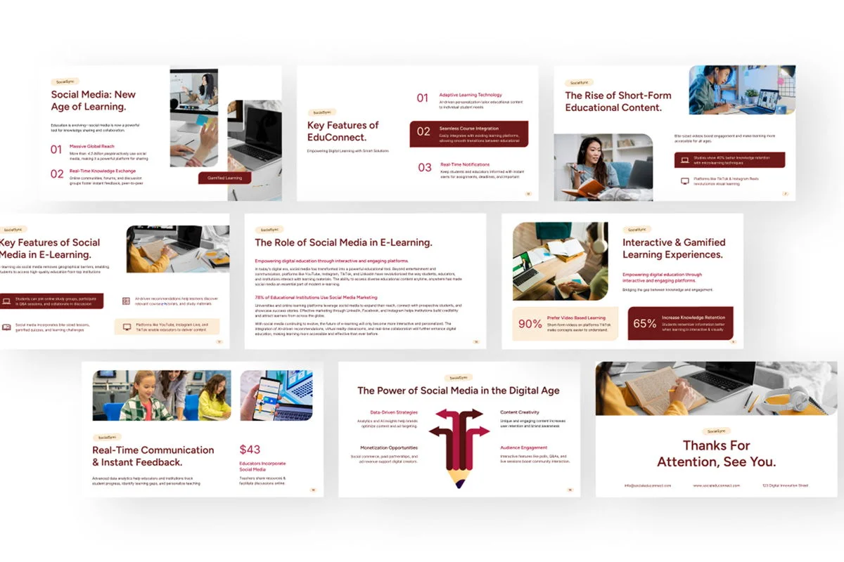 PoweredTemplate の Brandearth による SocialSync Social Media PowerPoint ...