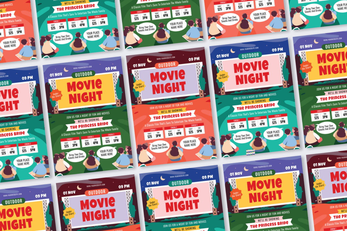 Outdoor Movie Night Flyer Template | Pamflet | Rrgraph | 154556 ...