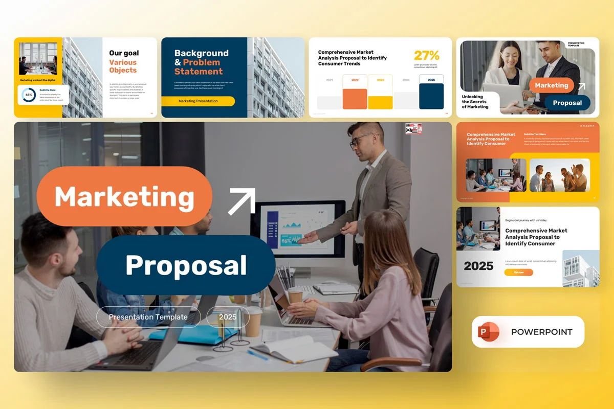 PoweredTemplate の Brandearth による Marketing Research Proposal PowerPoint ...