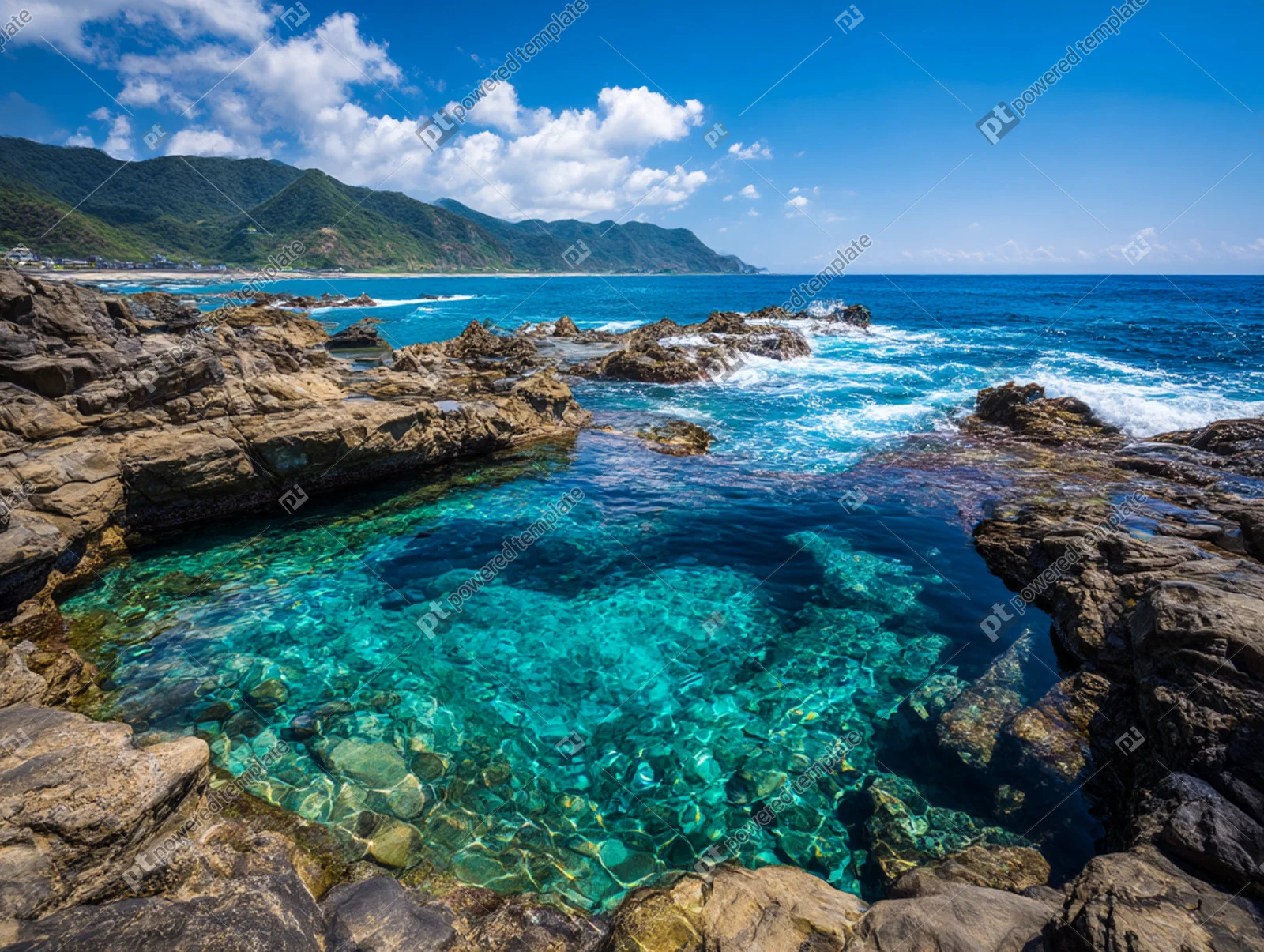 Crystal Clear Turquoise Waters in a Rugged Coastal Tide Pool | AI Image ...