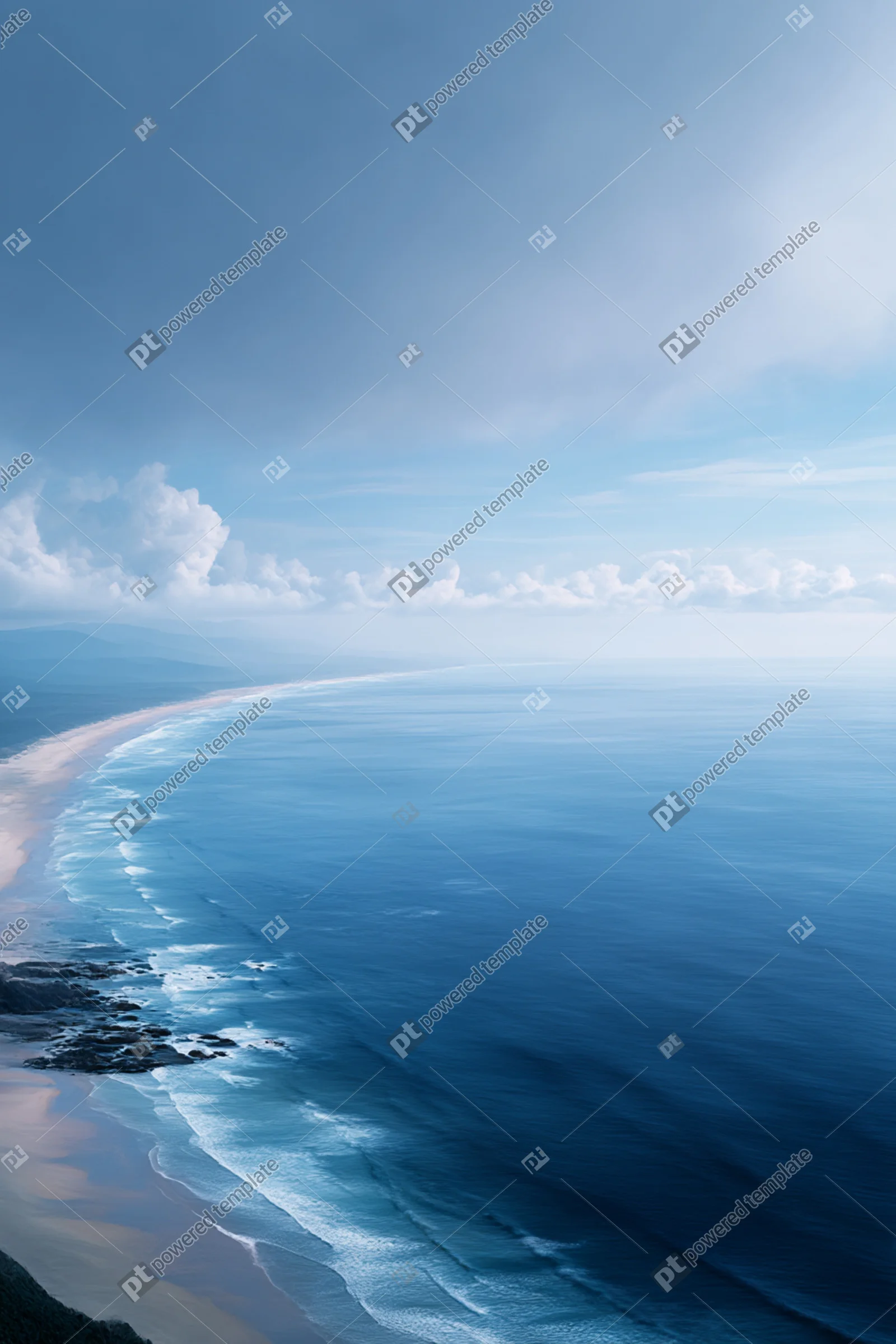 Aerial Panorama of a Serene Blue Coastline | AI Image | PoweredTemplate ...