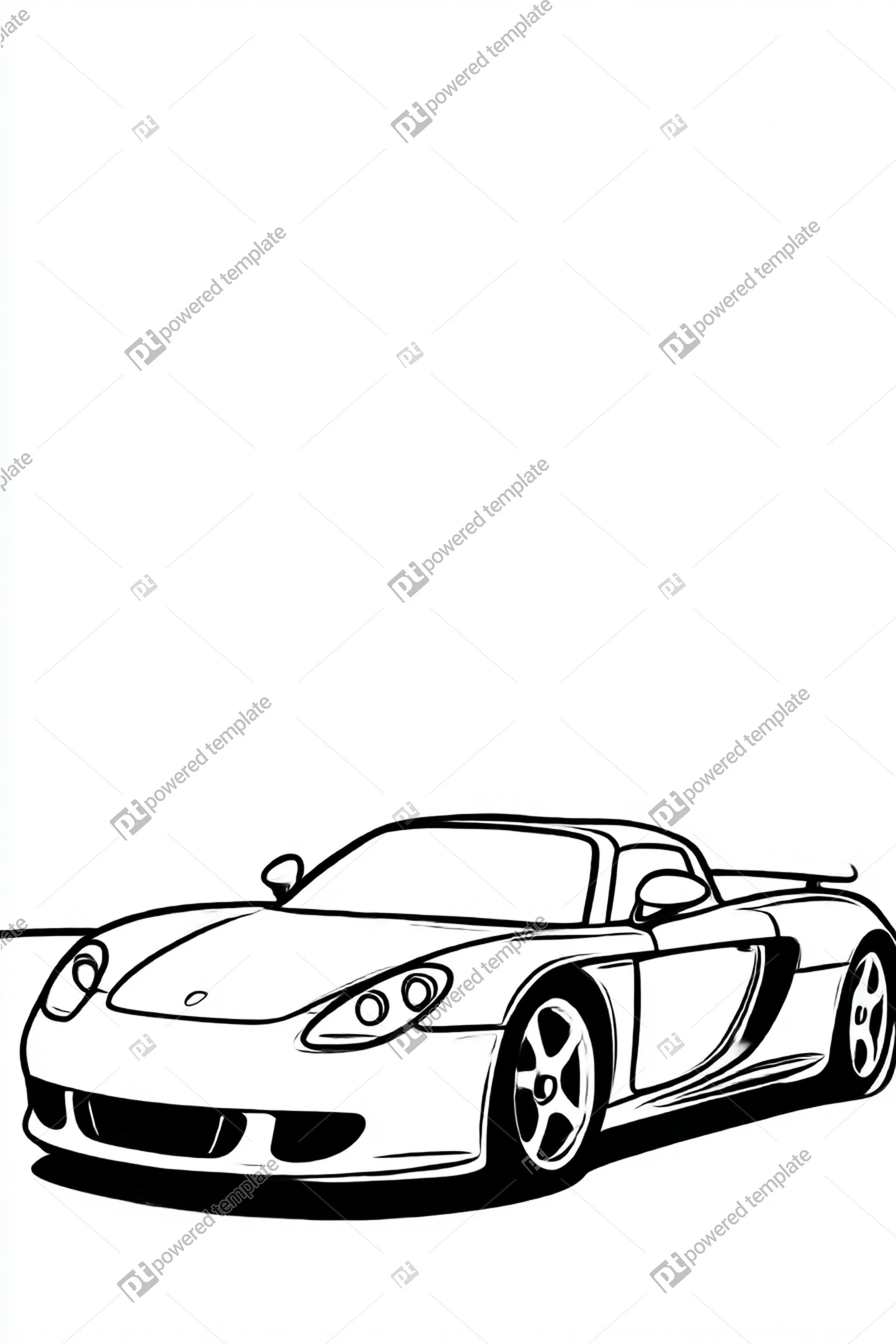 Black and White Line Art of a Porsche Carrera GT Sports Car | Free, AI ...