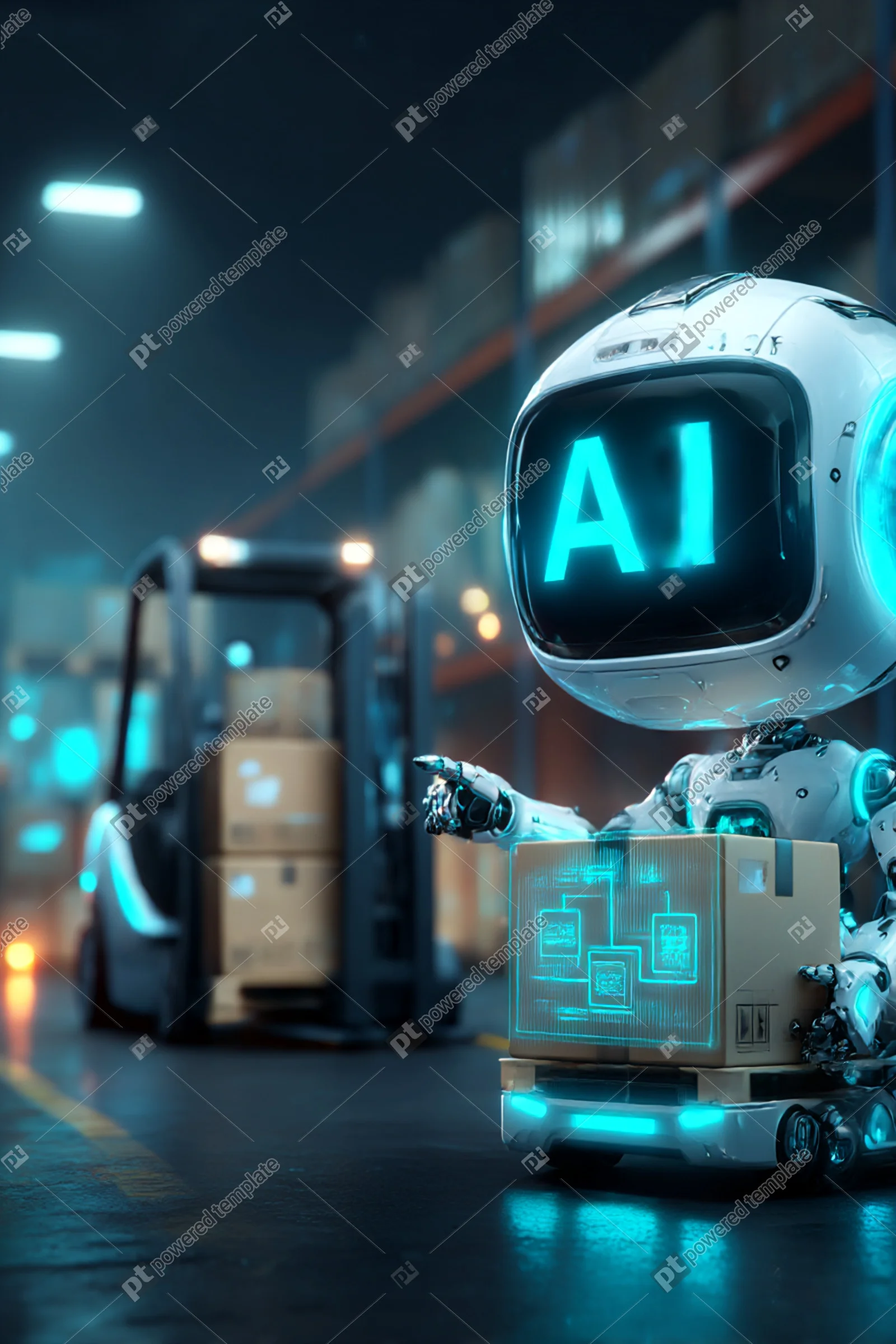 AI Robot Overseeing Automated Warehouse Logistics | AI Image ...