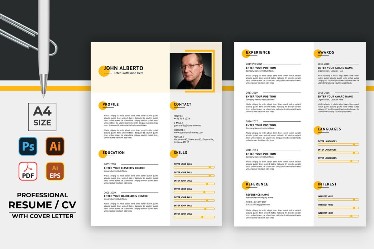 Simple And Clean 2 Page CV Format Resume Template Plantilla Del Curriculum Vitae Artistic 