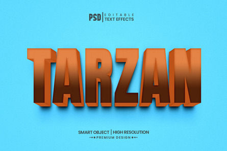 Tarzan 3D Text Effect Editable Layer Style Mockup Template | Styles de ...