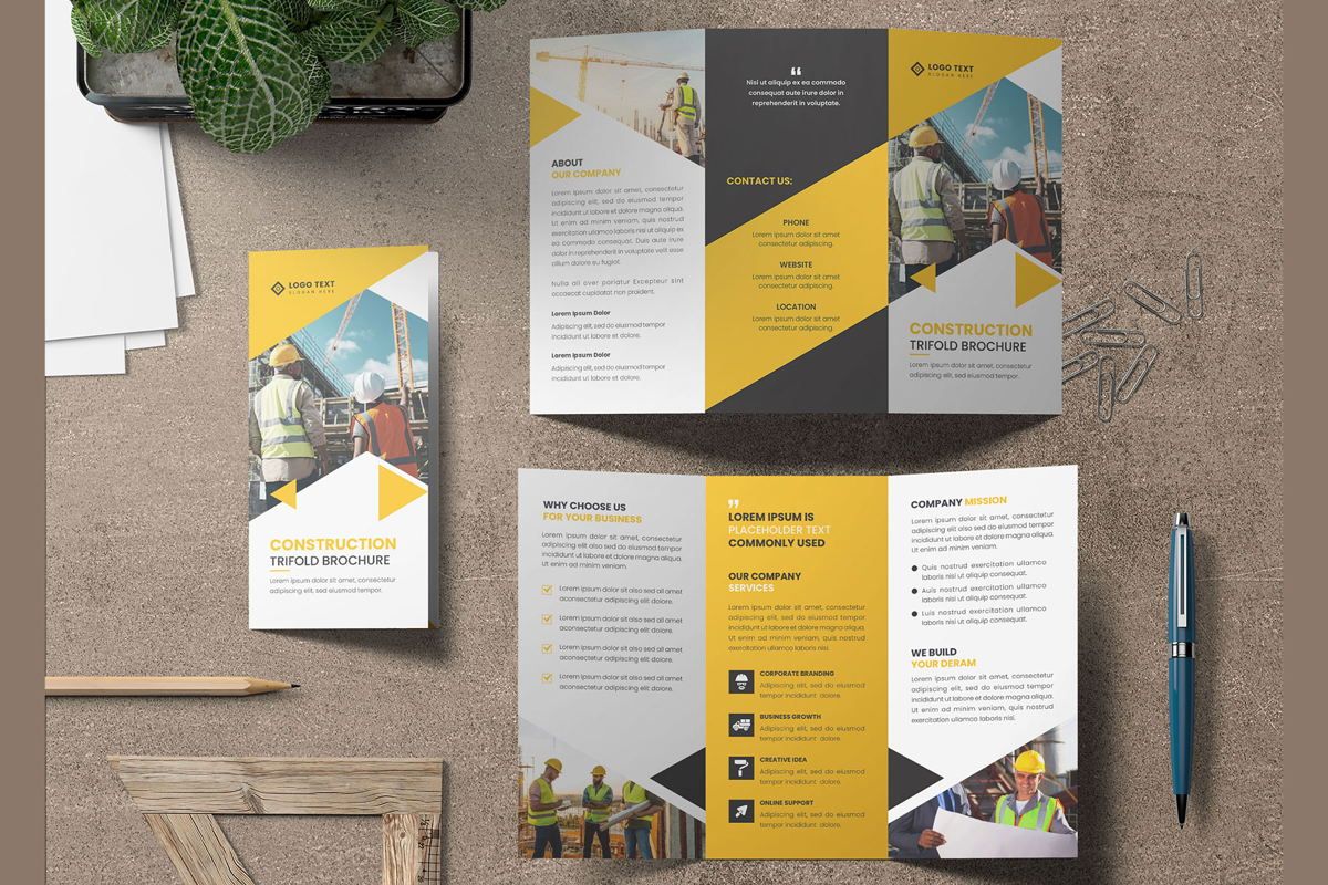 Residential Construction Trifold Brochure Template And Home Renovation