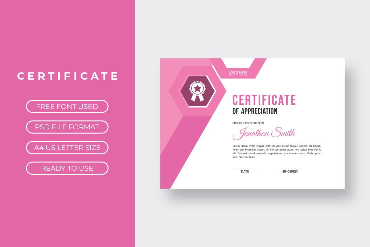 Certificate Template - Elegant Stylish Design - Dusty Pink Color ...