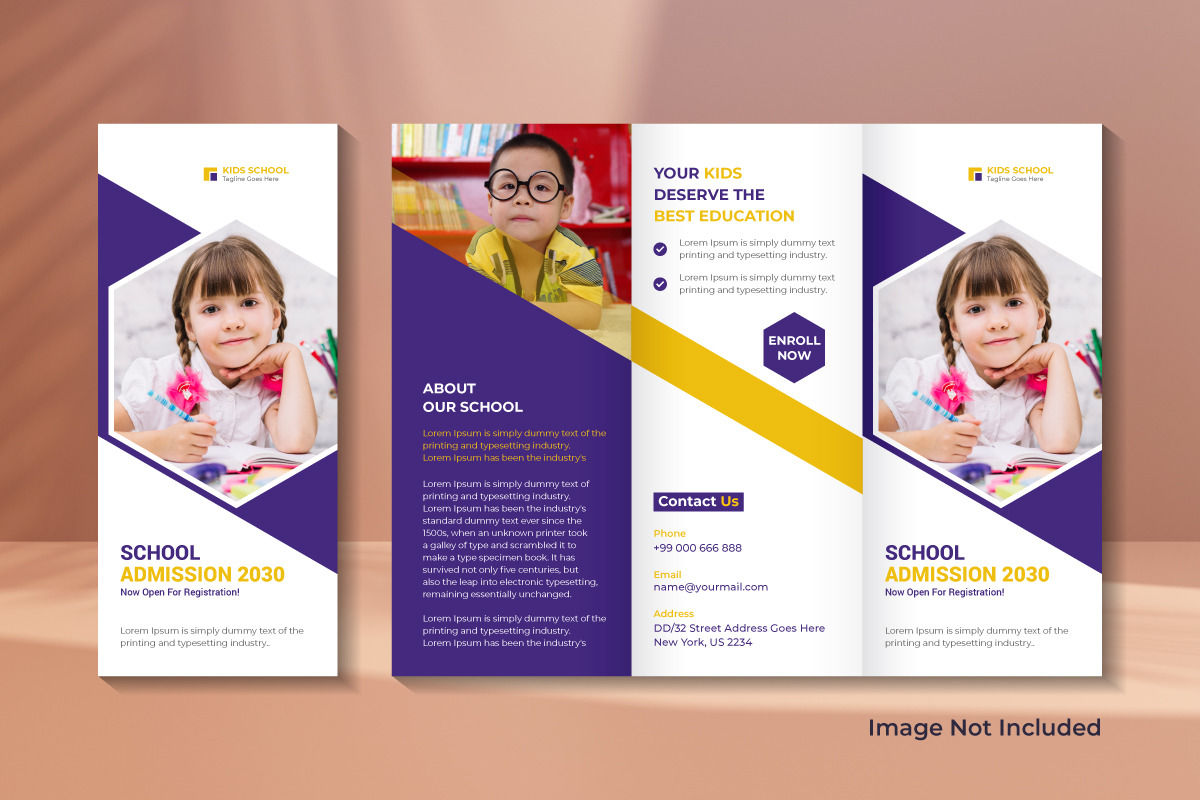 Kids Back To School Trifold Brochure Template Or School Admission